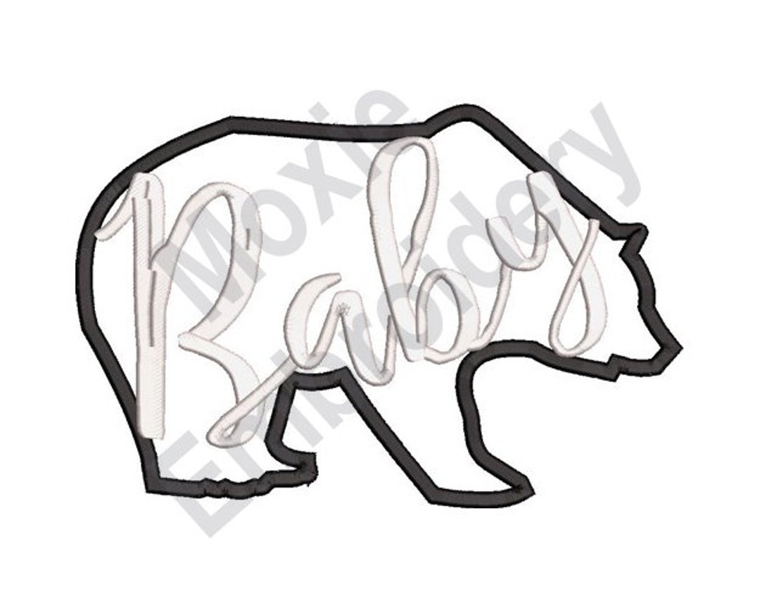 Baby Bear Applique - Machine Embroidery Design, Baby Bear Outline ...