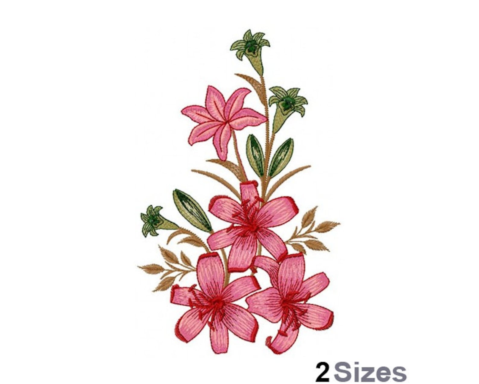 Lily Flowers - Machine Embroidery Design - 2 Sizes, Red Lilies ...