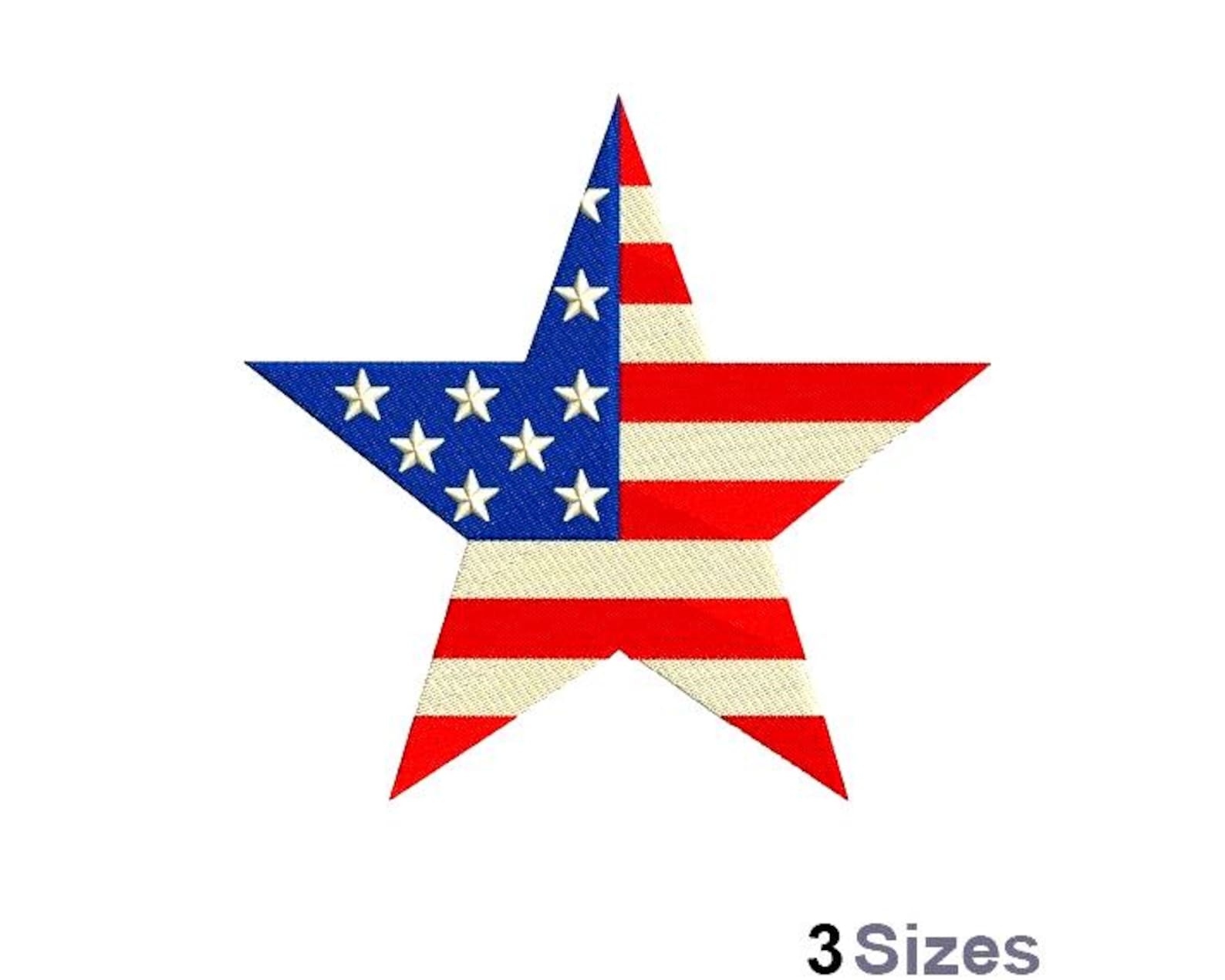 USA Star - Machine Embroidery Design - 3 Sizes, American Flag Star ...