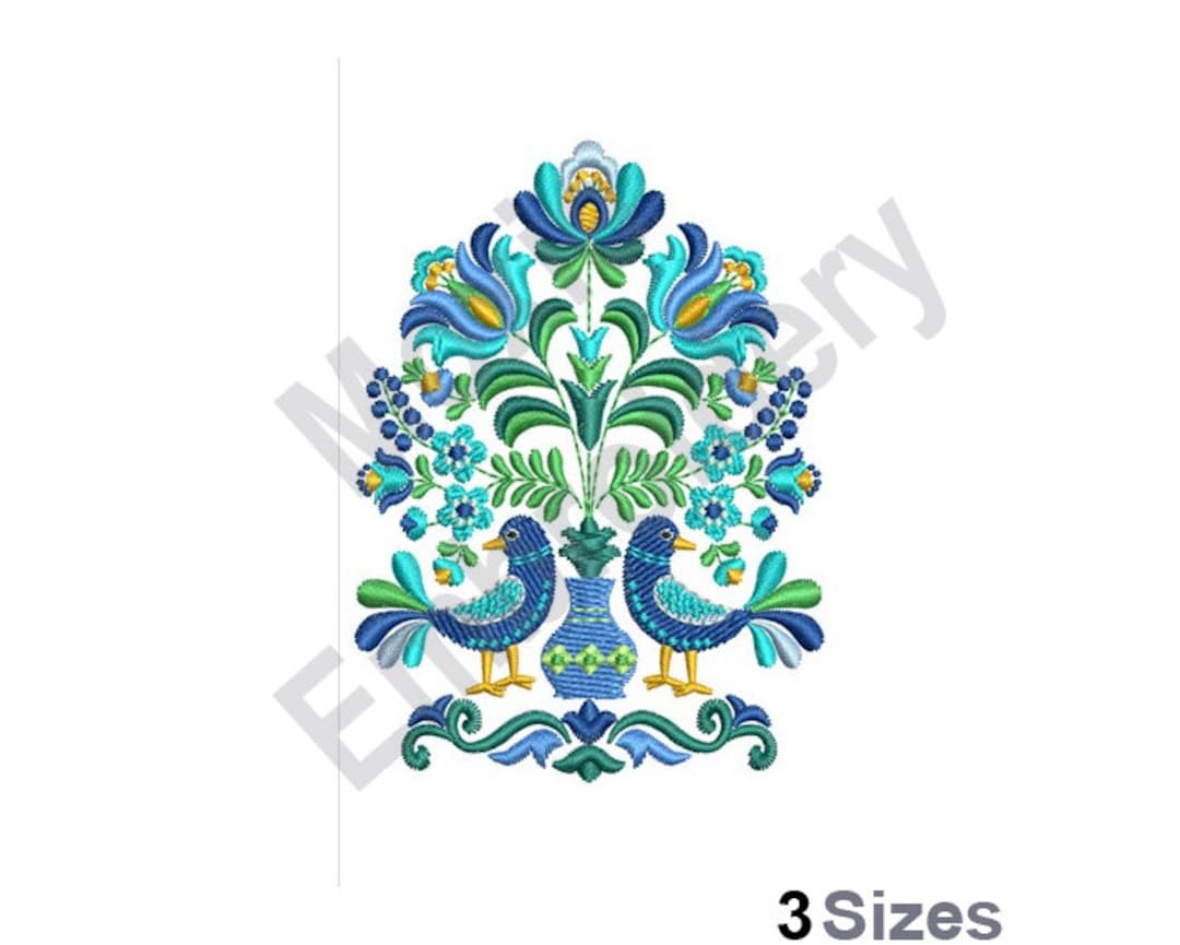 Floral Birds - Machine Embroidery Design, Folk Art Flowers and Birds ...