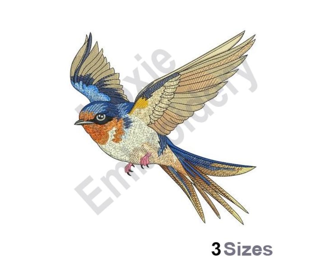 Blue Bird - Machine Embroidery Design - 3 Sizes, Flying Bird Embroidery ...