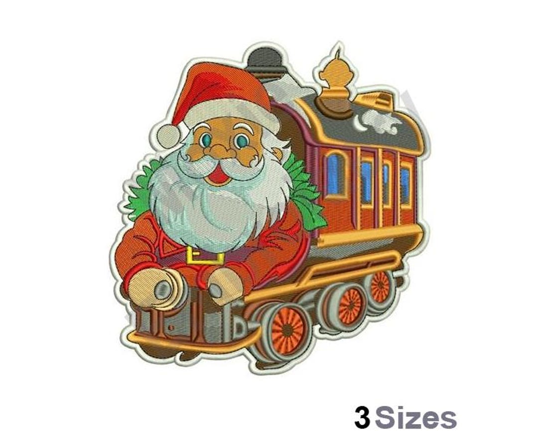 Santa Claus Train - Machine Embroidery Design - 3 Sizes, Christmas ...