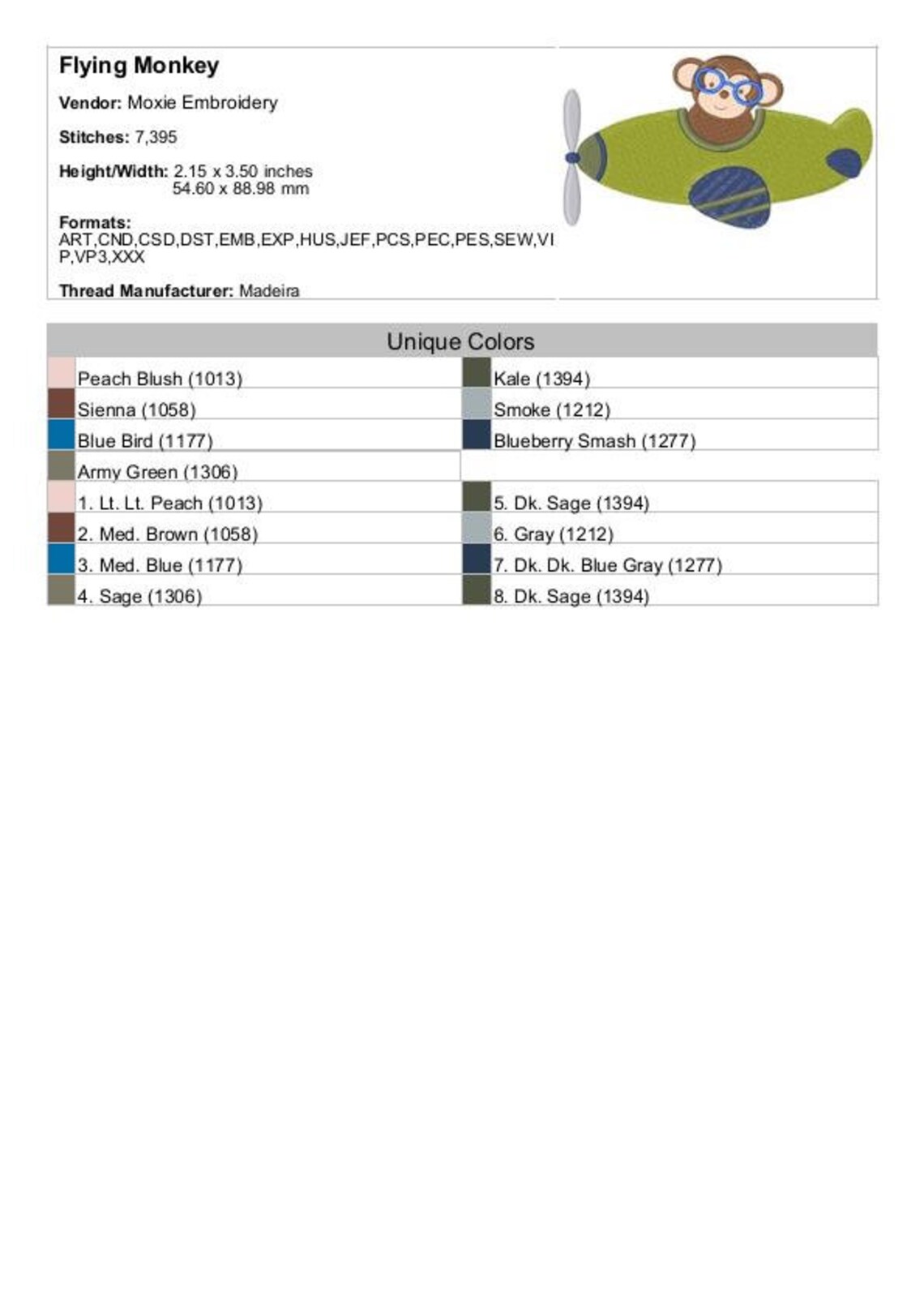 Flying Monkey Machine Embroidery Design Baby Monkey - Etsy