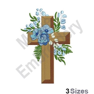 Floral Cross - Machine Embroidery Design - 3 Sizes, Christian Cross ...