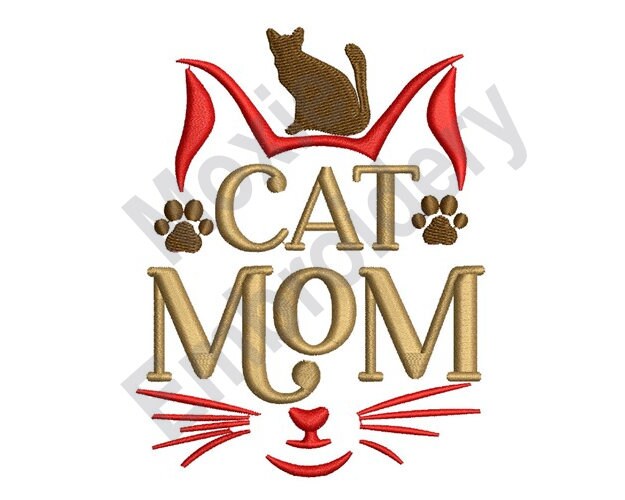 Cat Mom - Machine Embroidery Design, Cat Face Embroidery Pattern ...