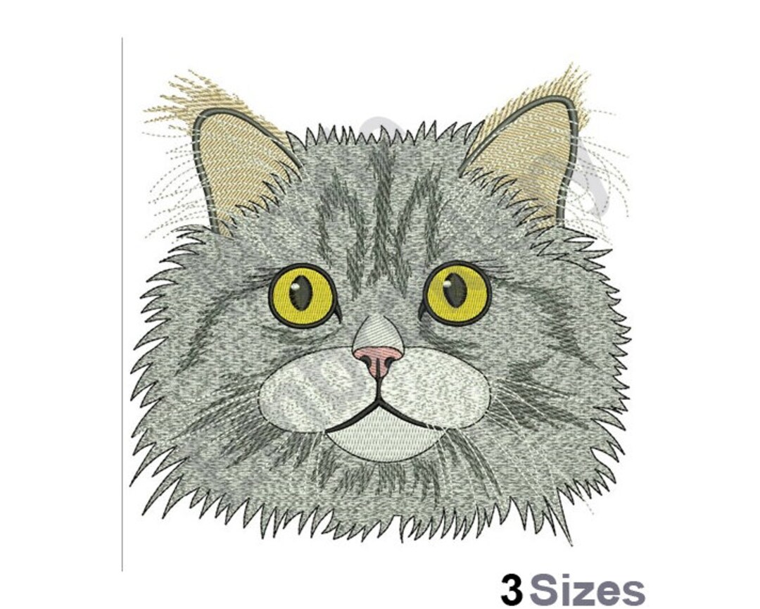 Gray Cat - Machine Embroidery Design - 3 Sizes, Kitten Head Embroidery ...