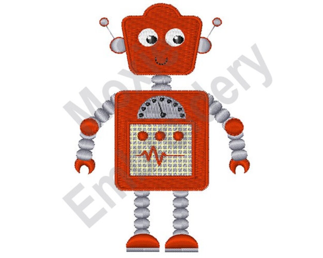 Red Robot Machine Embroidery Design, Girl Robot Embroidery Pattern ...