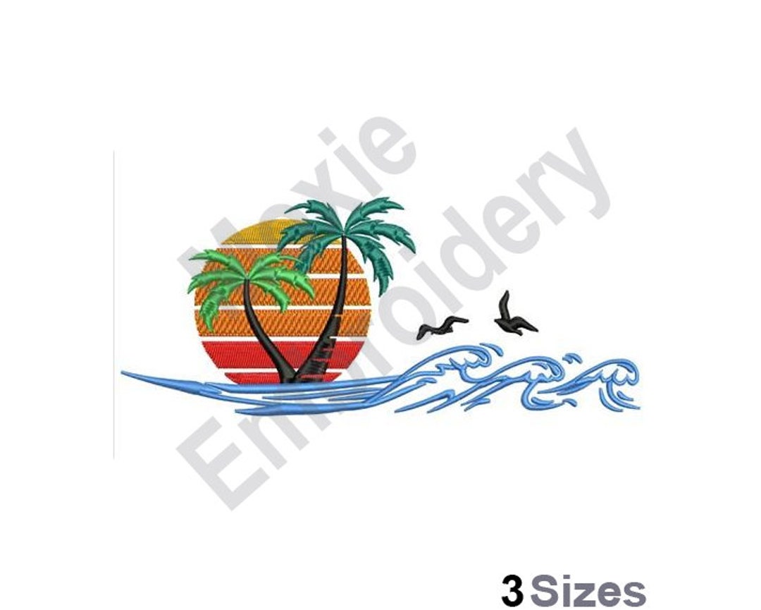 Ocean Palms - Machine Embroidery Design - 3 Sizes - Etsy