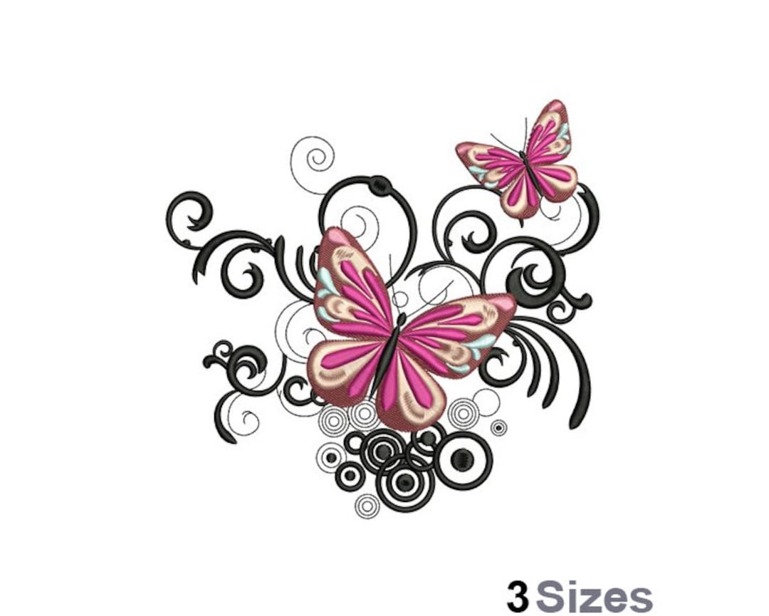 Butterflies - Machine Embroidery Design - 3 Sizes, Decorative ...