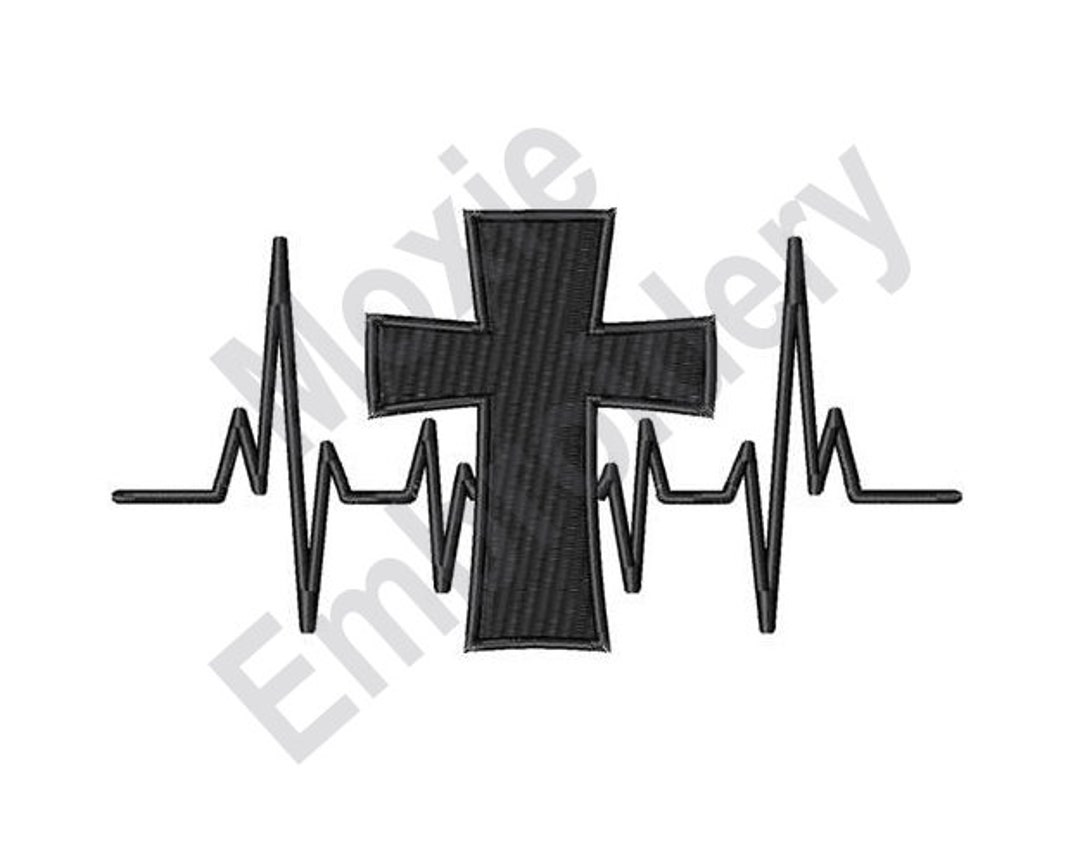 Cross & Heartbeat - Machine Embroidery Design, Embroidery Design ...