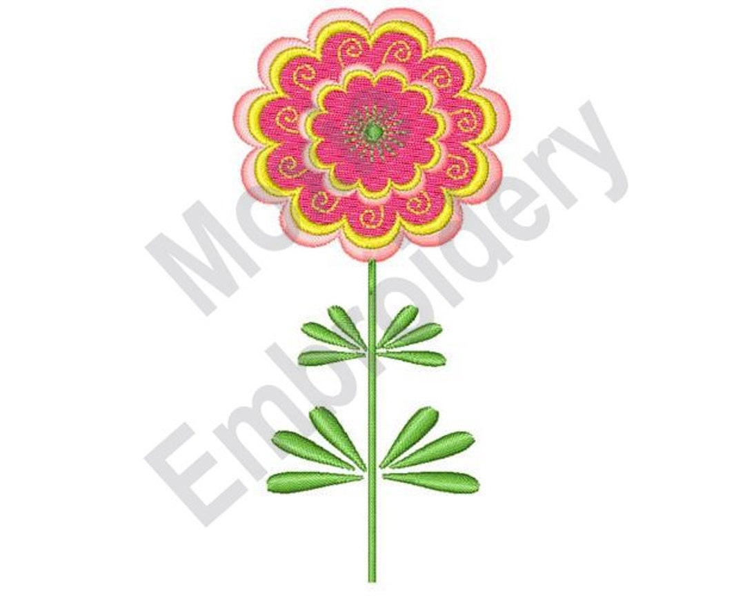 Spring Flower Machine Embroidery Design, Decorated Flower Stem ...