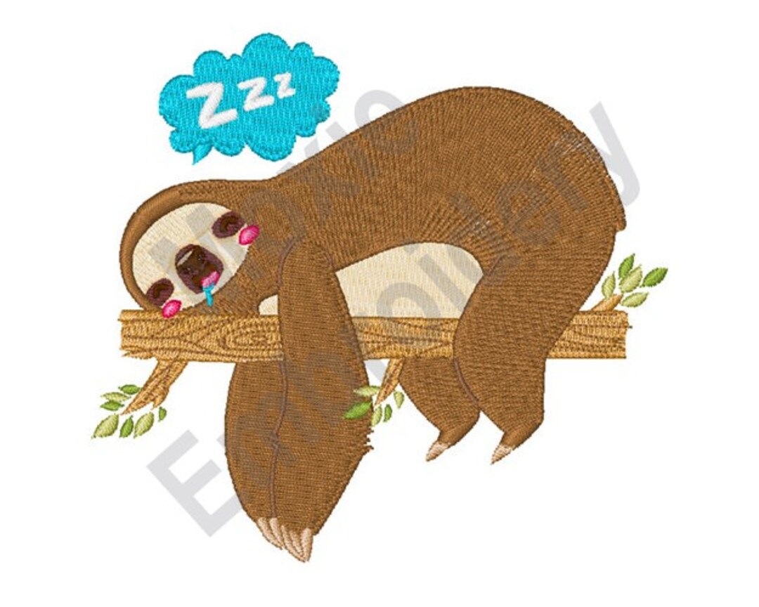 Sleeping Sloth - Machine Embroidery Design, Lazy Sloth Embroidery ...