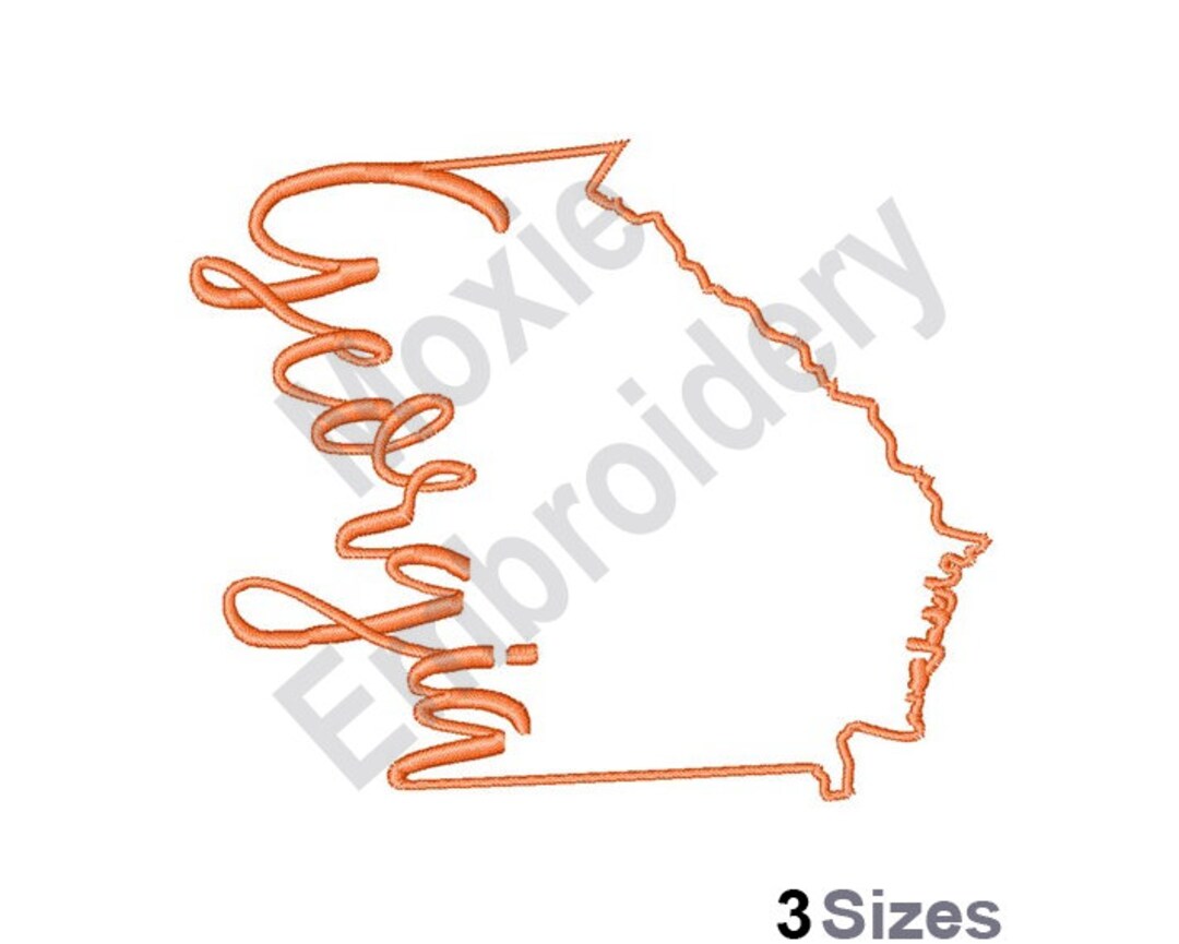 Georgia State Map - Machine Embroidery Design, Georgia Map Outline ...