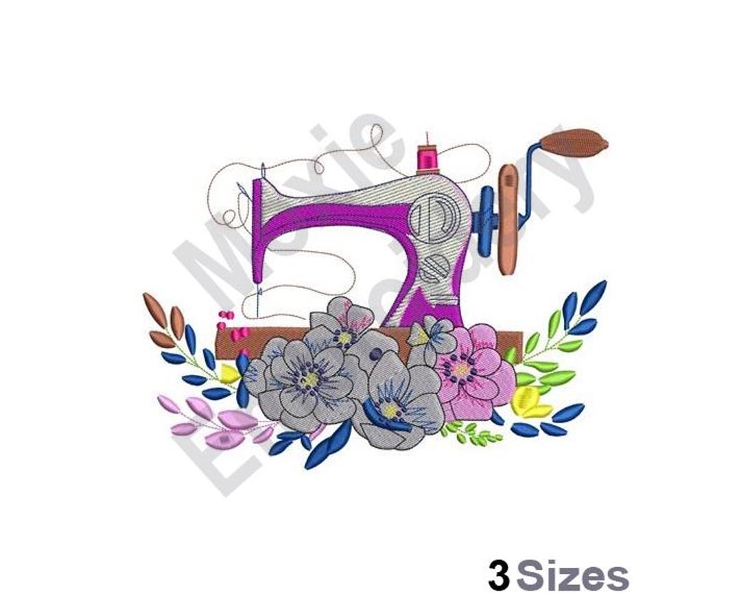 Floral Sewing Machine - Machine Embroidery Design - 3 Sizes, Vintage ...
