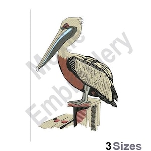 Brown Pelican - Machine Embroidery Design - 3 Sizes, Pelican Standing ...
