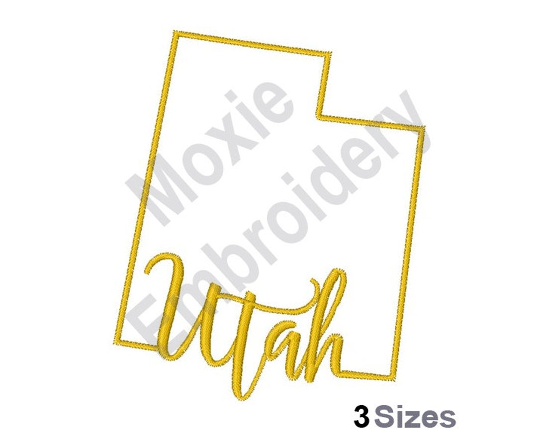 Utah State Map - Machine Embroidery Design, Utah Map Outline Embroidery ...