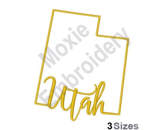Utah State Map Machine Embroidery Design Utah Map Outline - Etsy