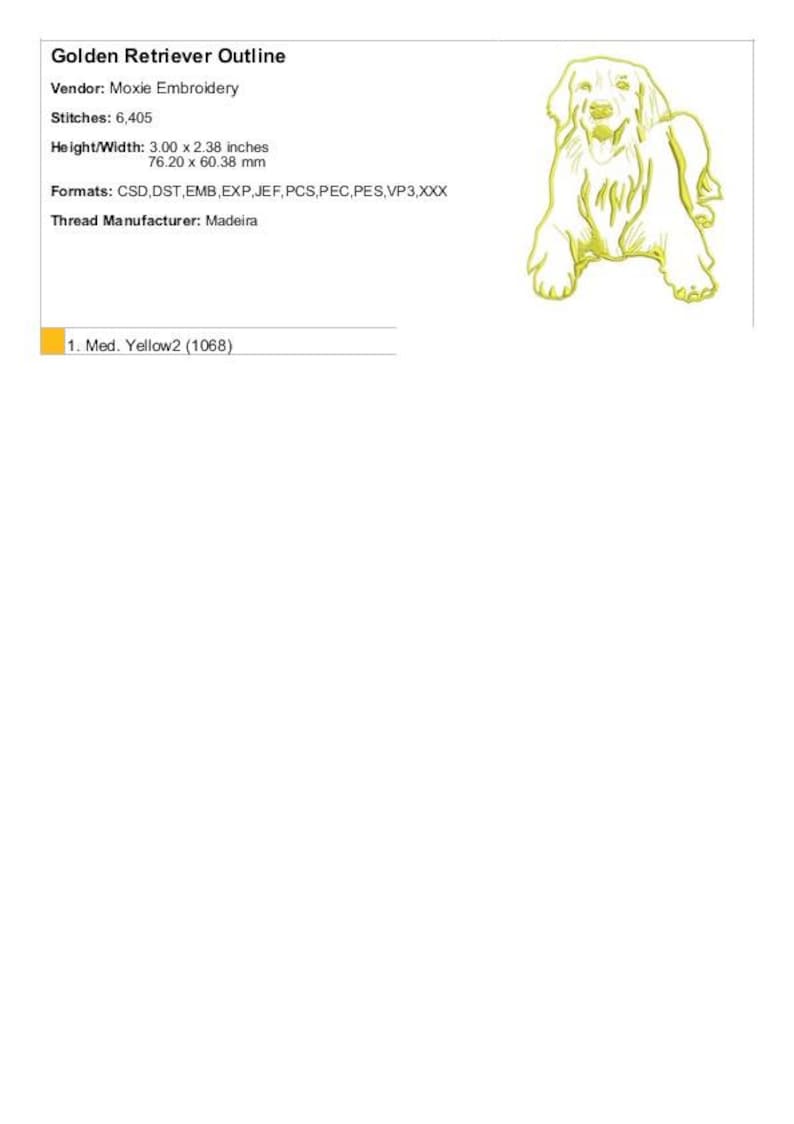 Golden Retriever Machine Embroidery Design Dog Outline - Etsy