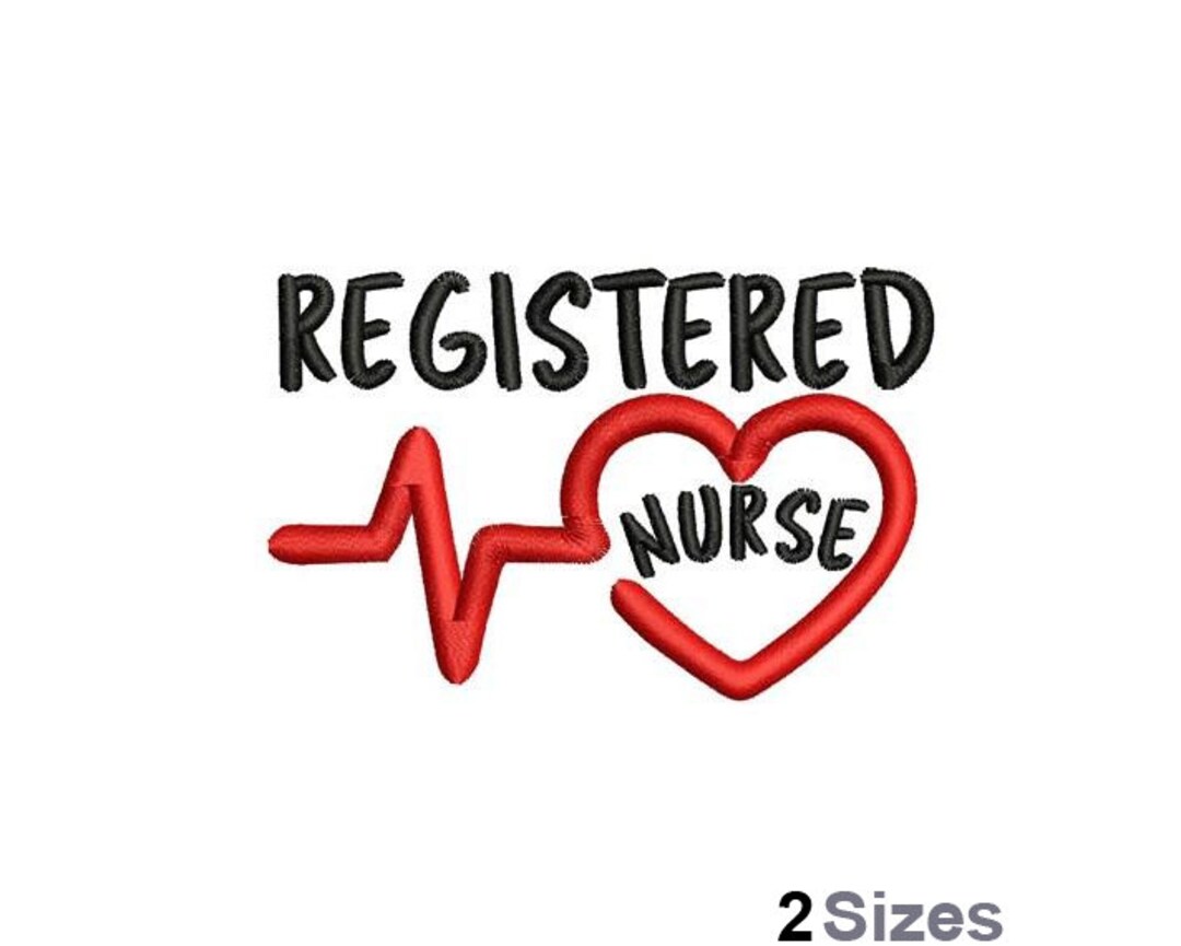Registered Nurse - Machine Embroidery Design - 2 Sizes, Heartbeat Graph ...
