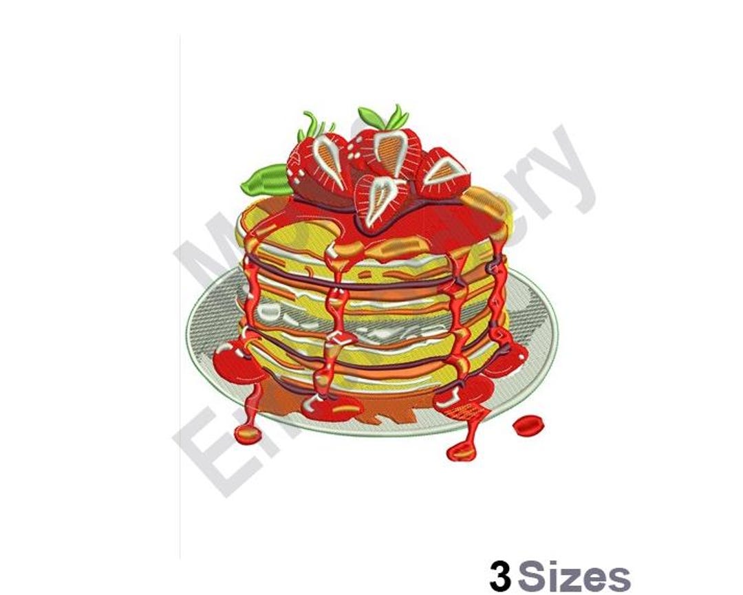 Strawberry Pancakes - Machine Embroidery Design - 3 Sizes, Dessert ...