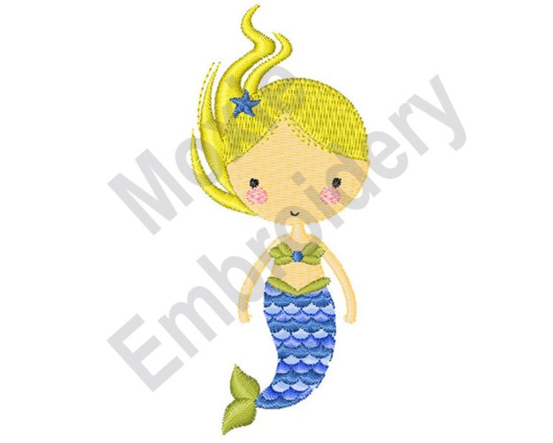 Blonde Mermaid Machine Embroidery Design, Baby Mermaid Embroidery ...