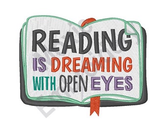 Reading is Magic Machine Embroidery Design, Reading Book Embroidery ...