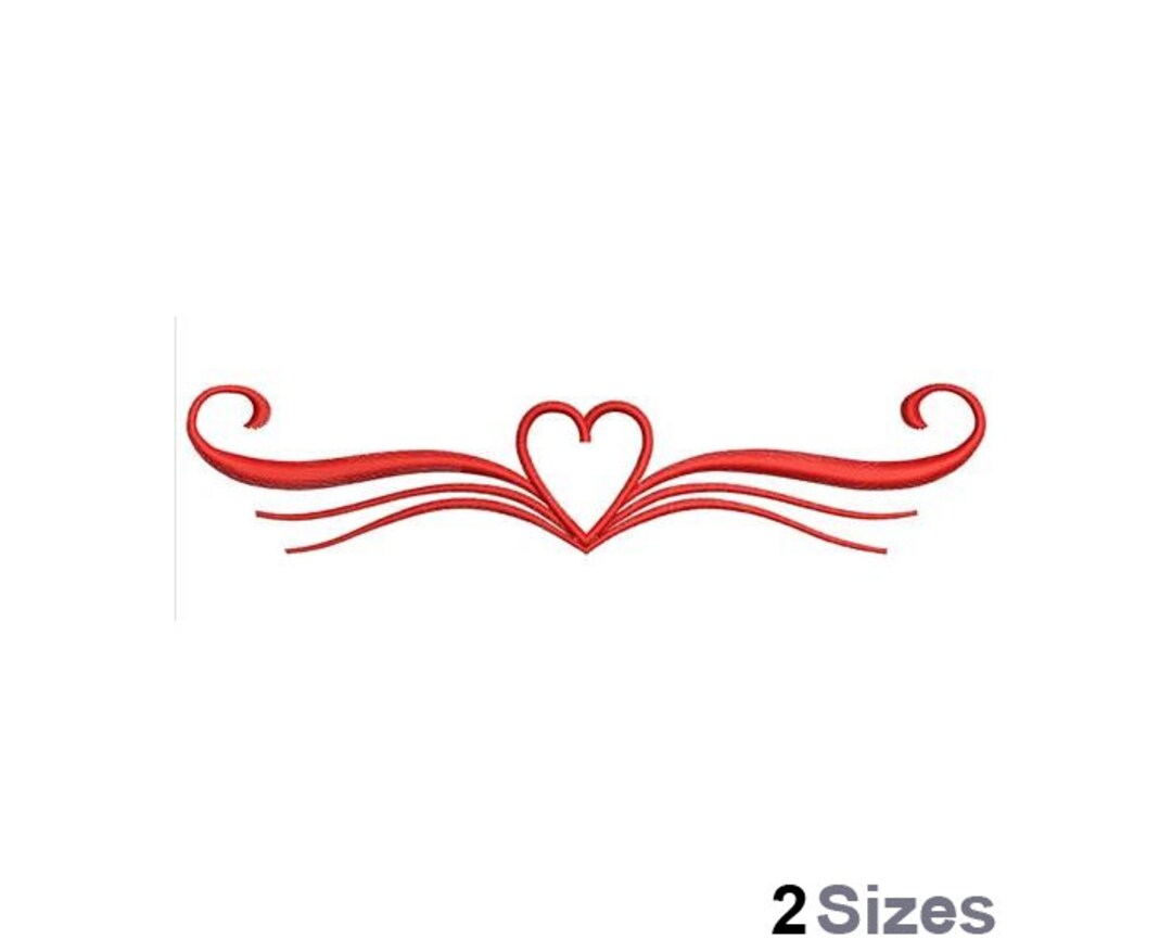 Swirly Heart Border - Machine Embroidery Design - 2 Sizes, Heart ...