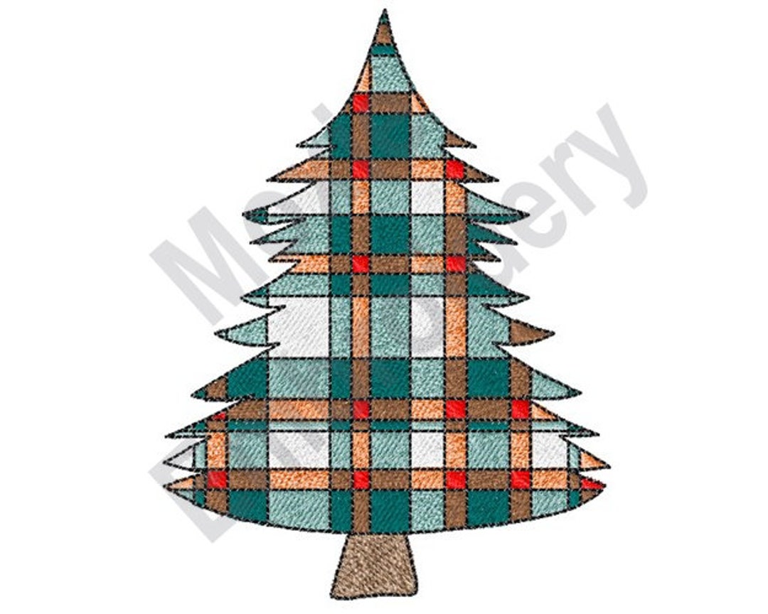 Plaid Tree Machine Embroidery Design, Christmas Tree Embroidery Pattern ...