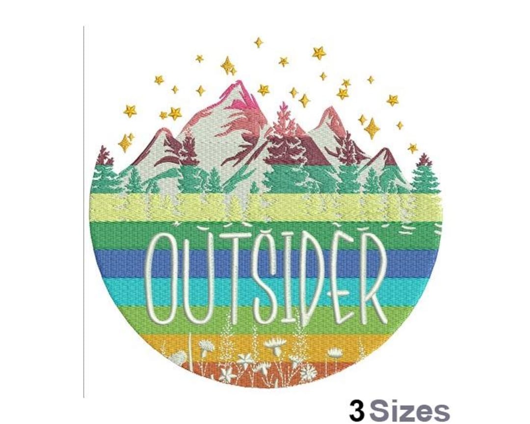 Outsider - Machine Embroidery Design - 3 Sizes, Mountain Outdoors Scene ...