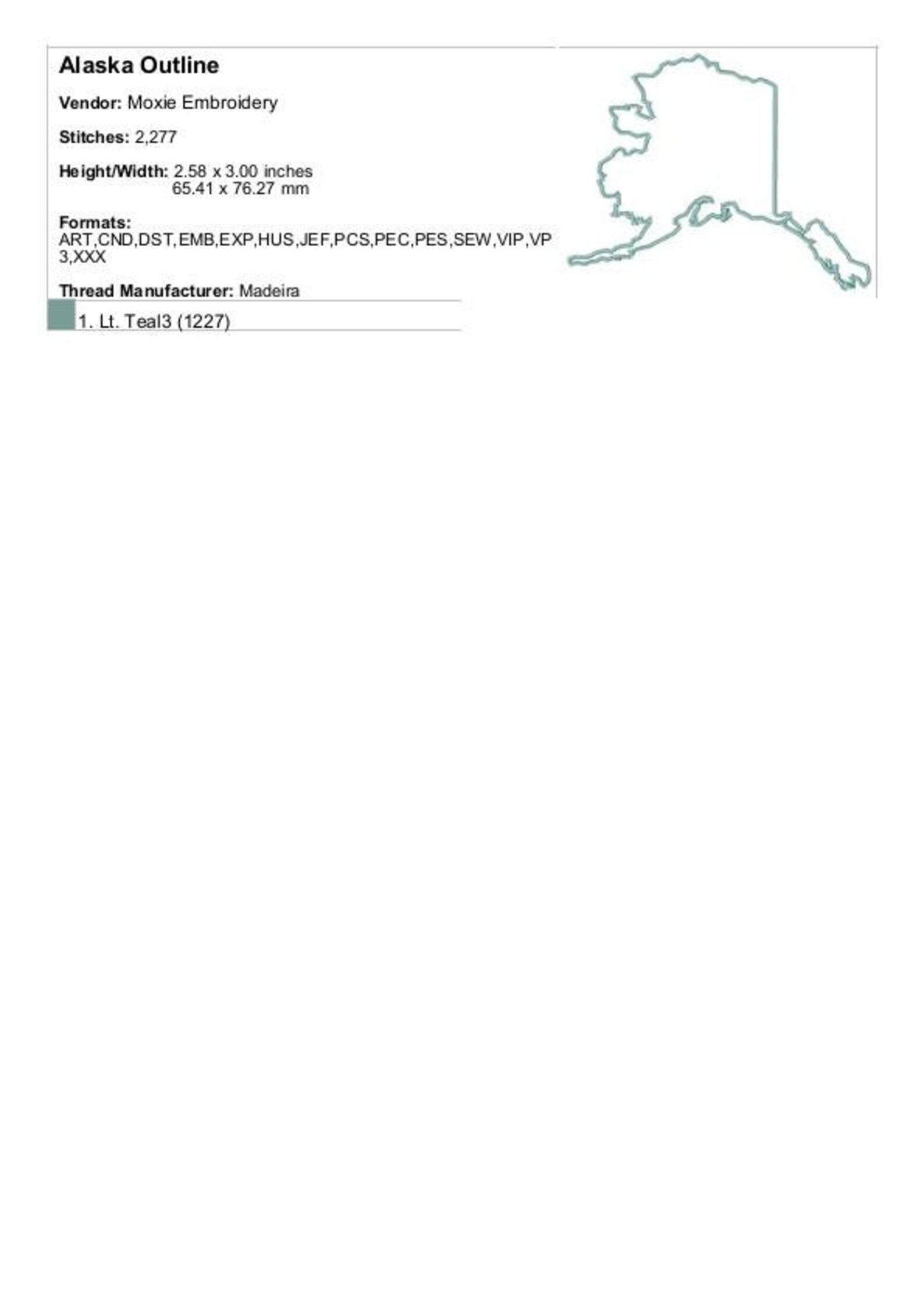 Alaska State Map Machine Embroidery Design Alaska Outline - Etsy