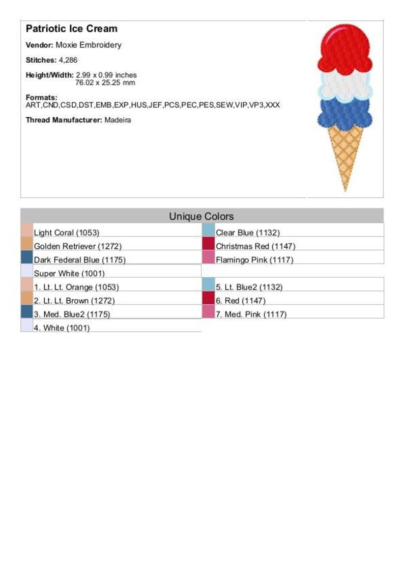 Patriotic Ice Cream Machine Embroidery Design American Flag - Etsy