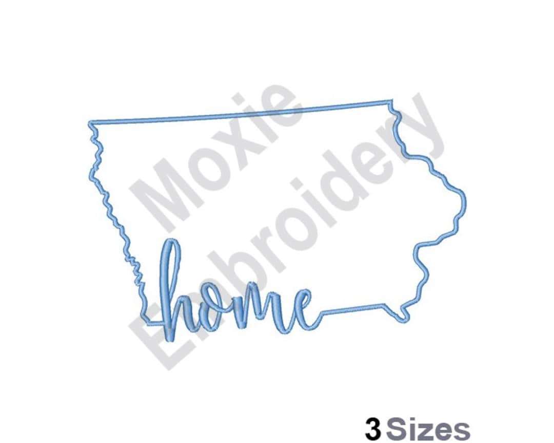 Iowa Home - Machine Embroidery Design, Iowa State Map Embroidery ...