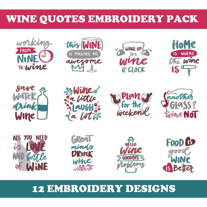 Wine Embroidery - Etsy