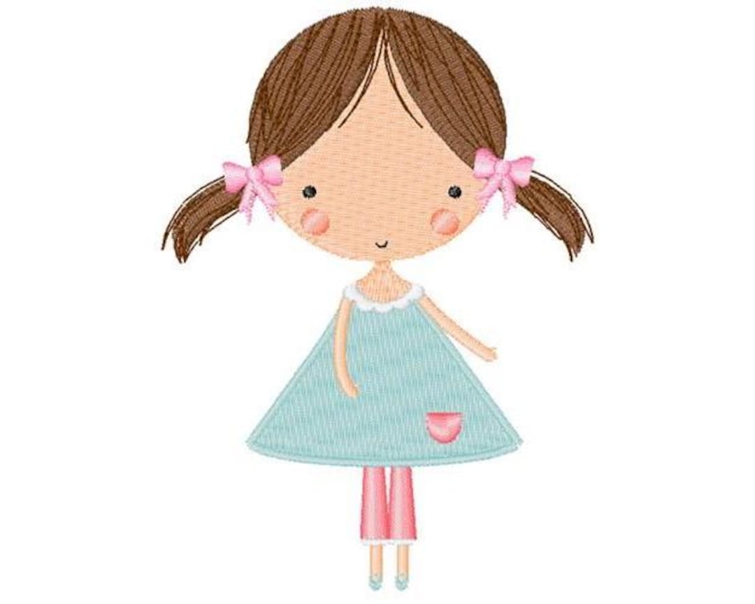 Little Girl & Pigtails - Machine Embroidery Design - Etsy