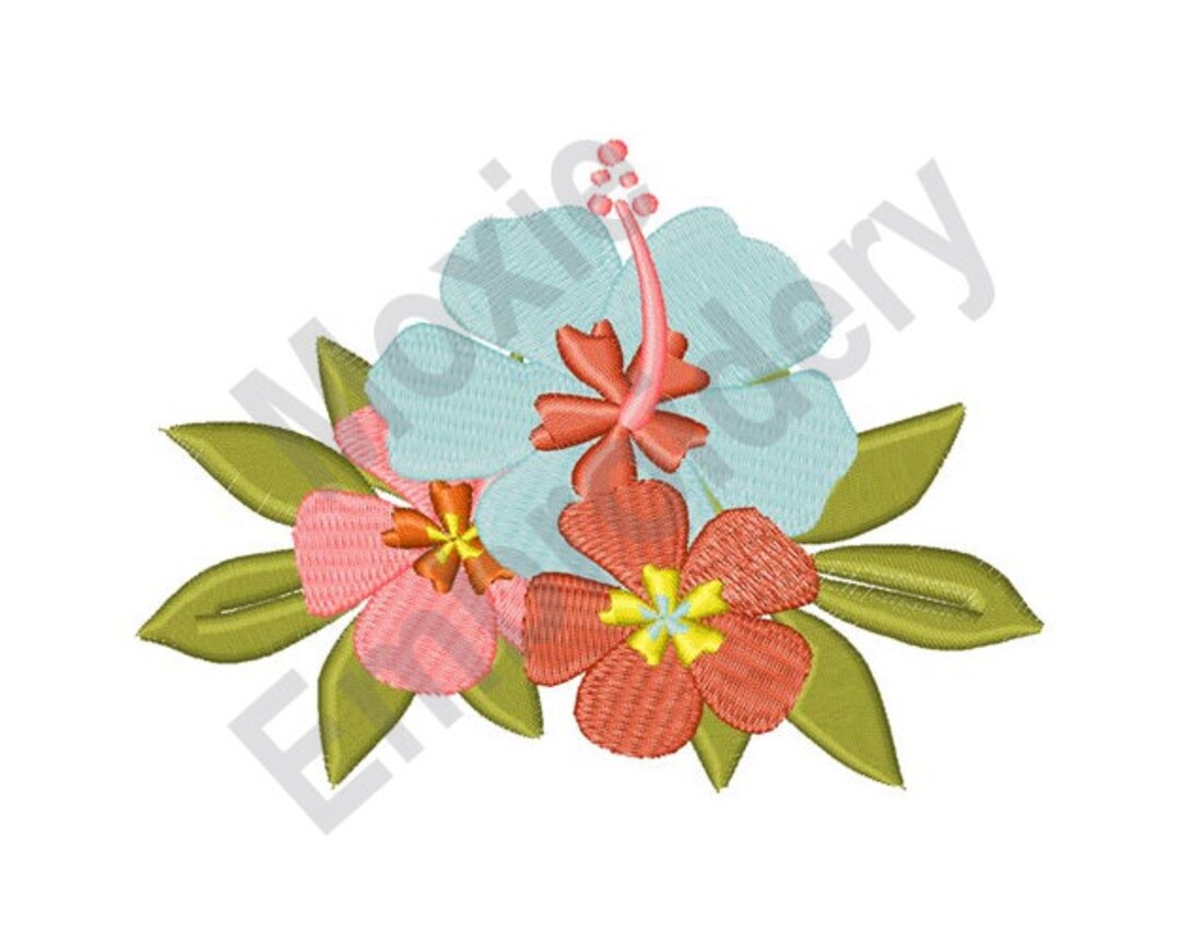 Hibiscus Collage Machine Embroidery Design, Hibiscus Flower Embroidery ...
