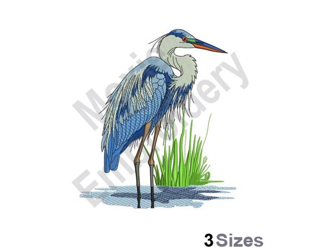 Blue Heron - Machine Embroidery Design - 3 Sizes, Heron Embroidery ...