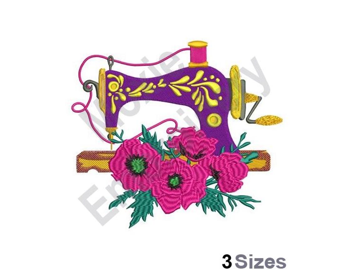 Floral Sewing Machine - Machine Embroidery Design - 3 Sizes, Vintage ...