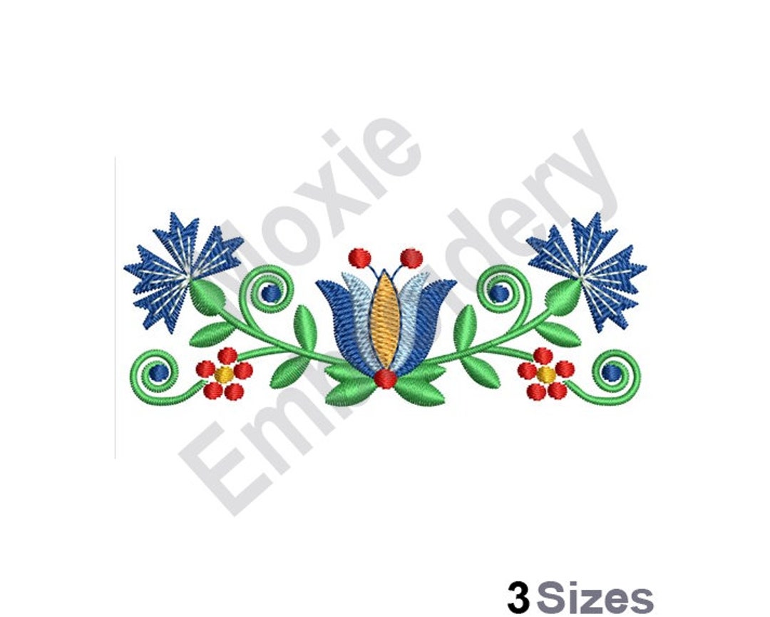 Folk Art Flowers- Machine Embroidery Design, Floral Arrangement ...