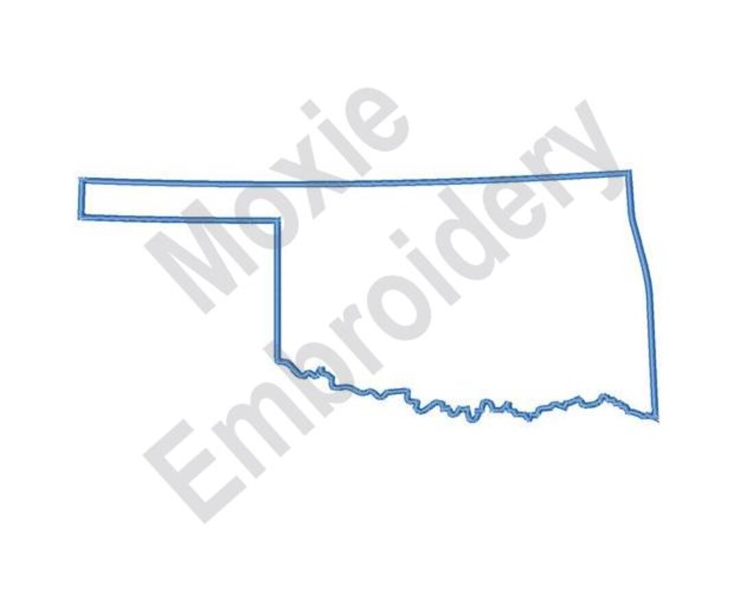Oklahoma State Map Outline - Machine Embroidery Design, American State ...