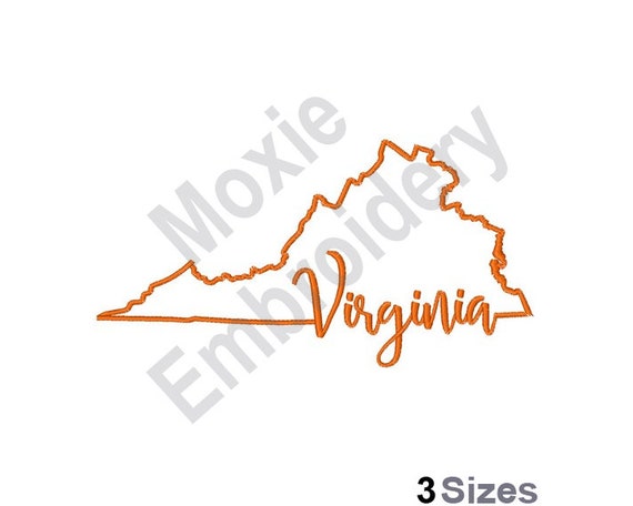 Virginia State Map Machine Embroidery Design Virginia State - Etsy