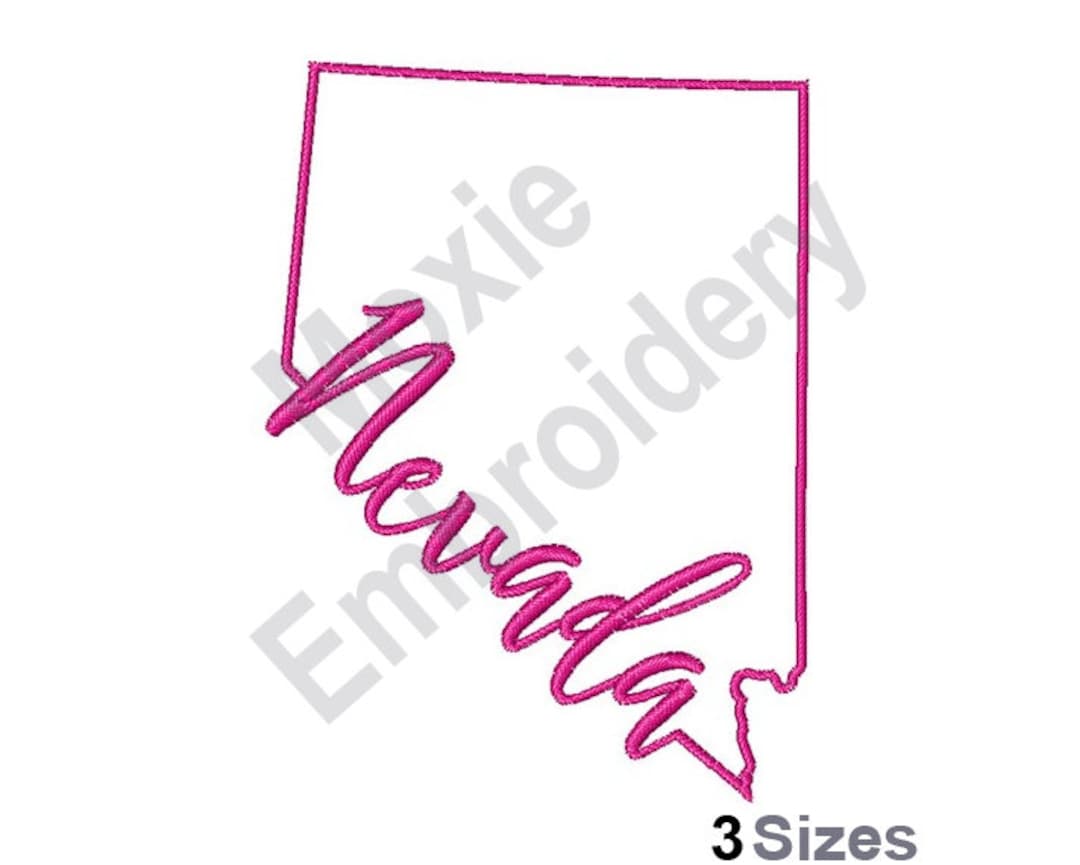Nevada State Map - Machine Embroidery Design, Nevada Map Outline ...