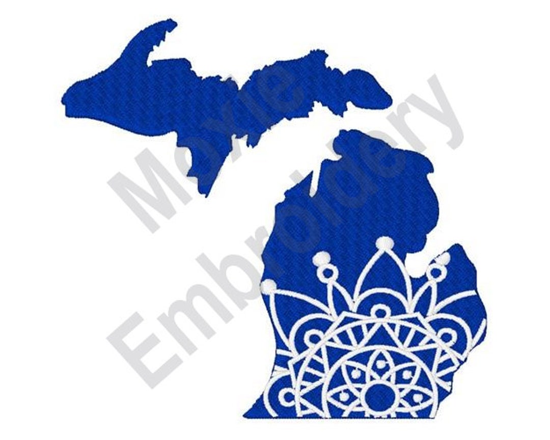 Mandala Michigan - Machine Embroidery Design, Michigan State Map ...