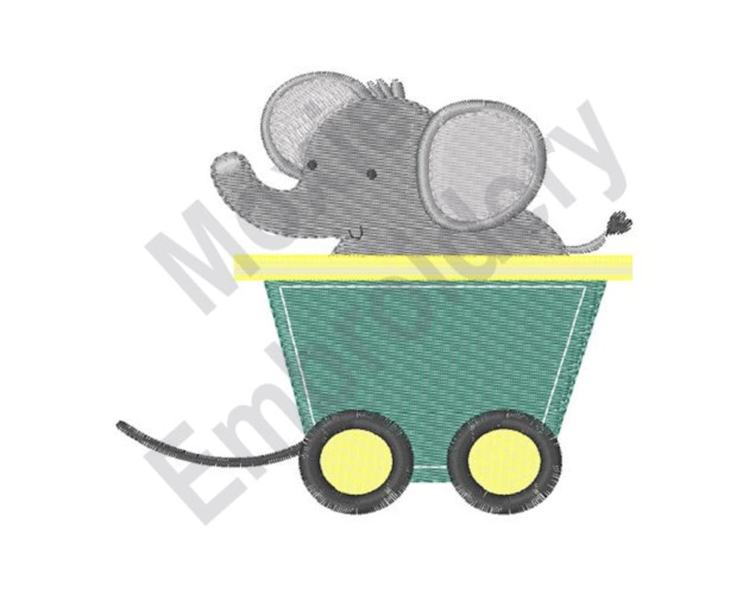 Train Car Elephant Machine Embroidery Design, Toy Train Design, Toy ...
