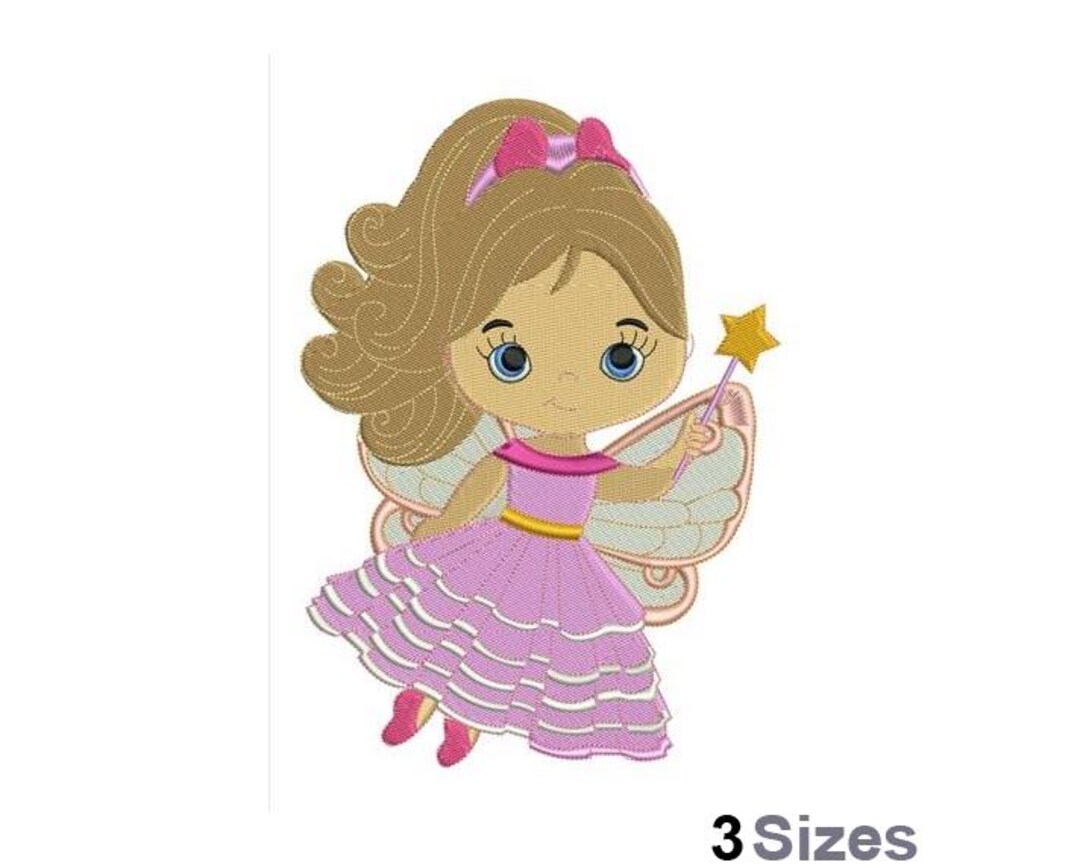 Pink Fairy - Machine Embroidery Design - 3 Sizes, Cute Little Girl ...
