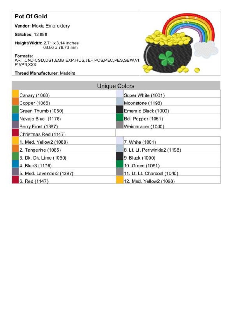 Pot of Gold Machine Embroidery Design Leprechaun's Pot - Etsy