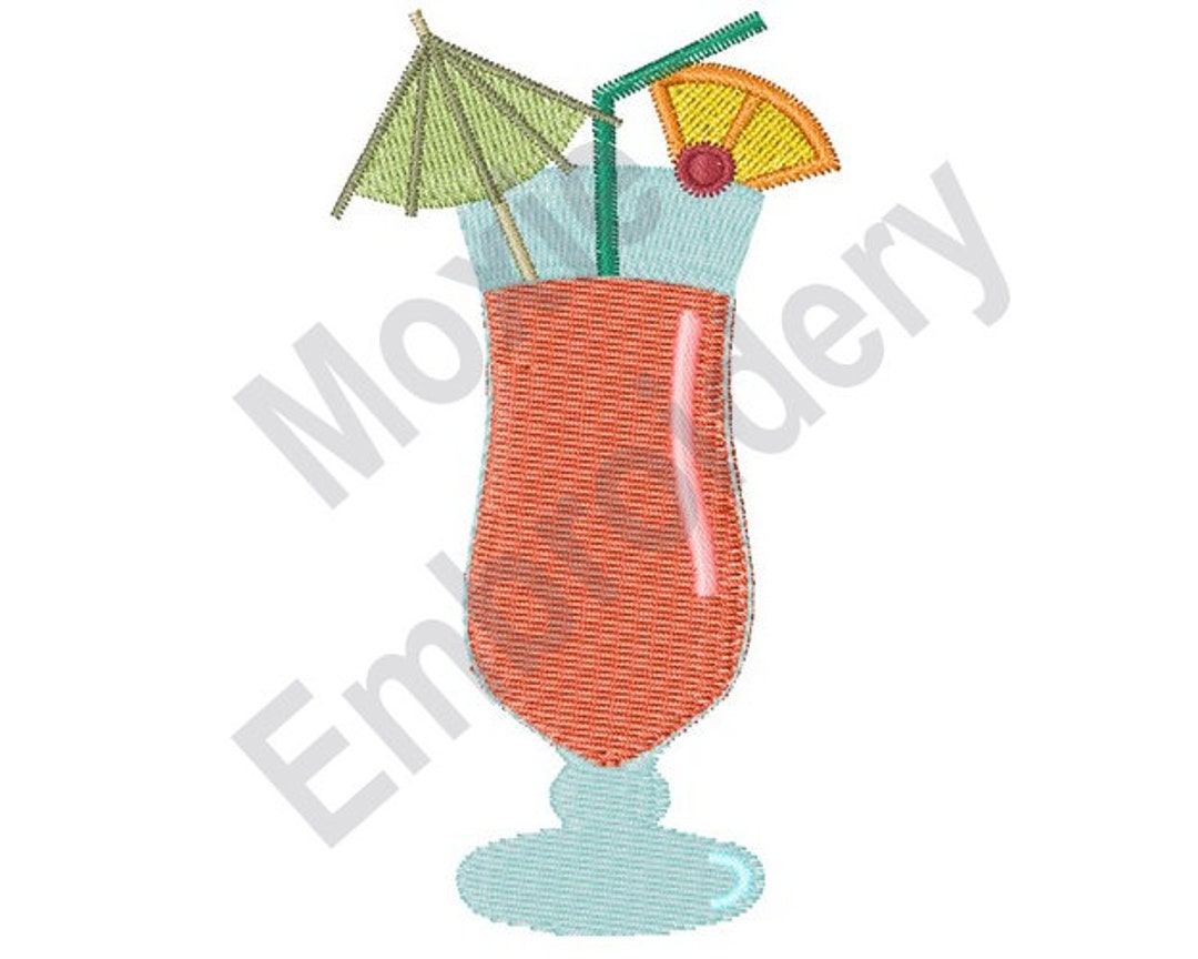 Tropical Drink Machine Embroidery Design, Sweet Cocktail Embroidery ...