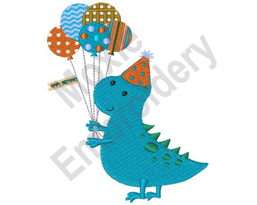 Birthday Dinosaur Machine Embroidery Design, Baby Dino Embroidery ...