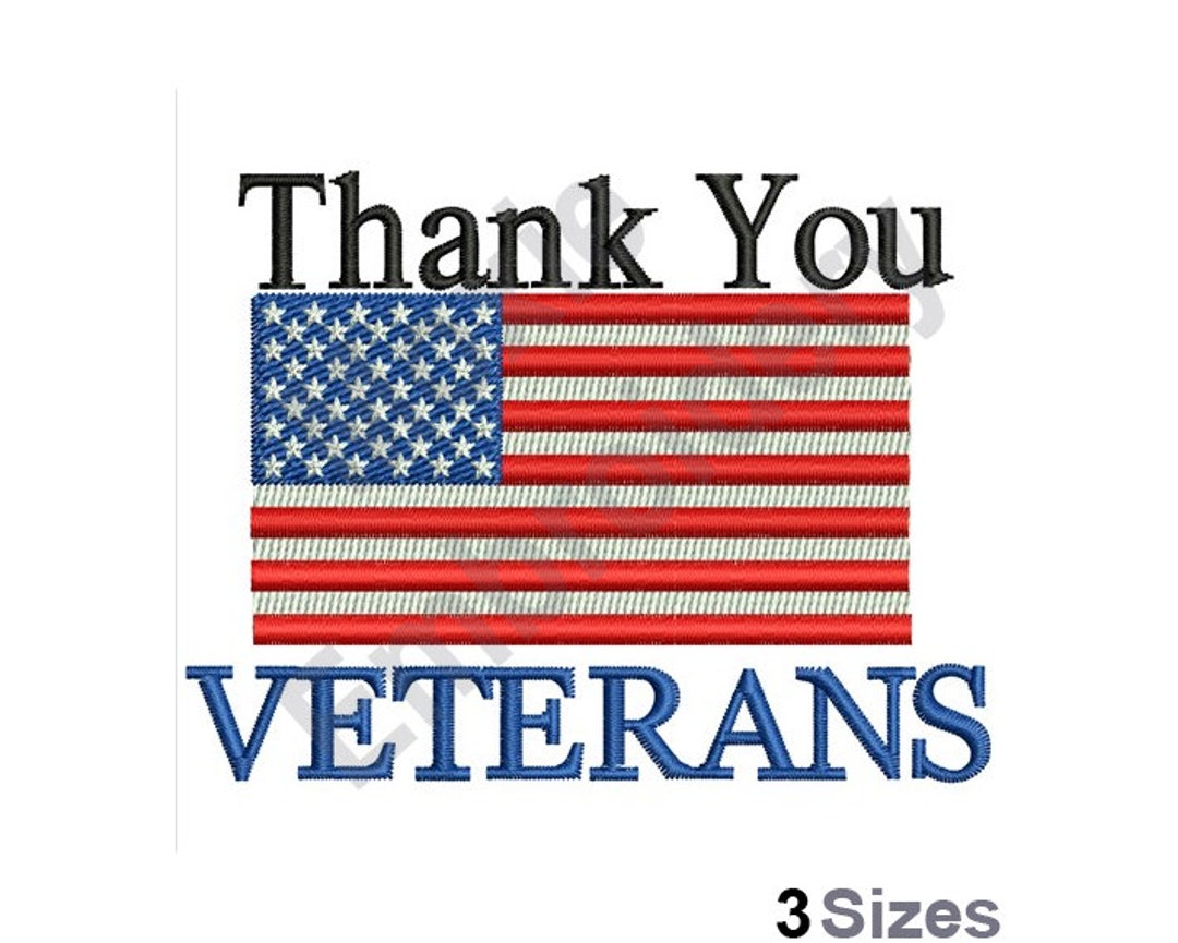 Thank You Veterans - Machine Embroidery Design, American Flag ...