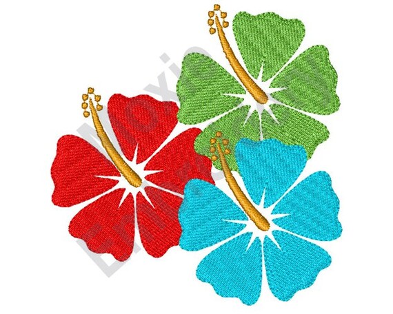 Hibiscus Machine Embroidery Design Exotic Flowers - Etsy