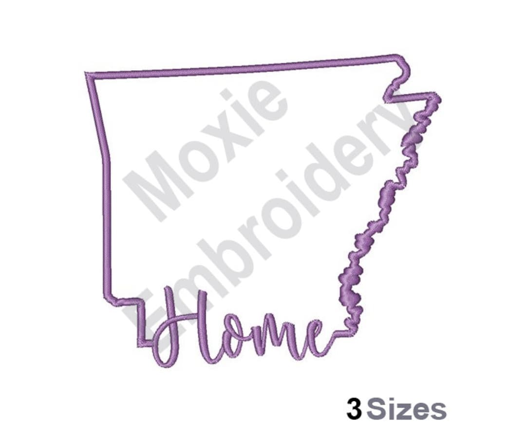 Arkansas Home - Machine Embroidery Design, Arkansas State Map Outline ...